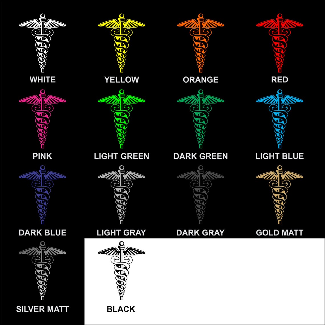 Caduceus Medical Decal Sticker Car Truck Window Choice of - Etsy