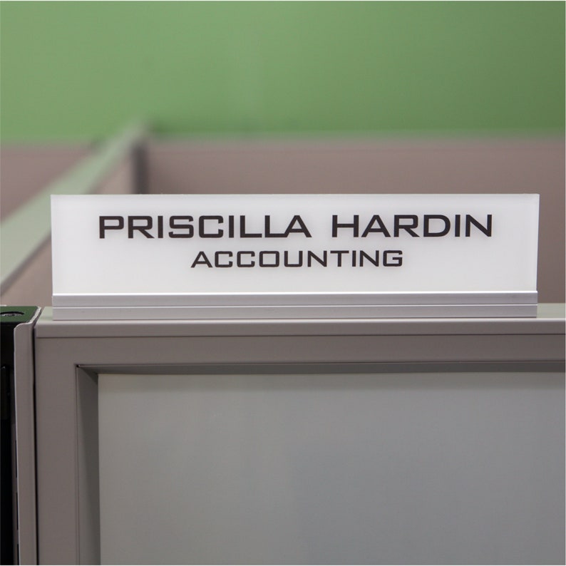 Modern Personalized Office Cubicle Name Plate & Sign - Frosted White - Etsy