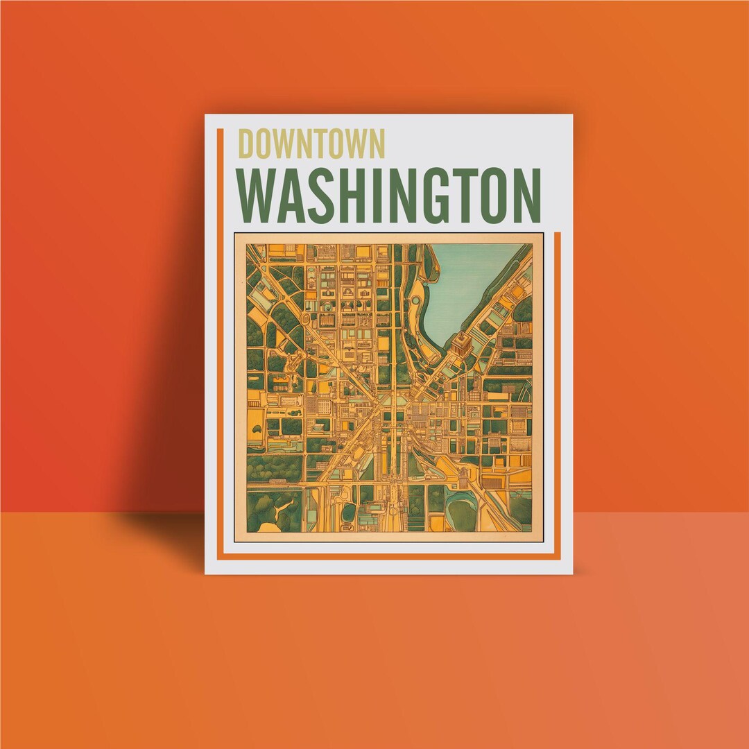 WASHINGTON Downtown Map Art Print, Travel Art Print, Travel Gift ...