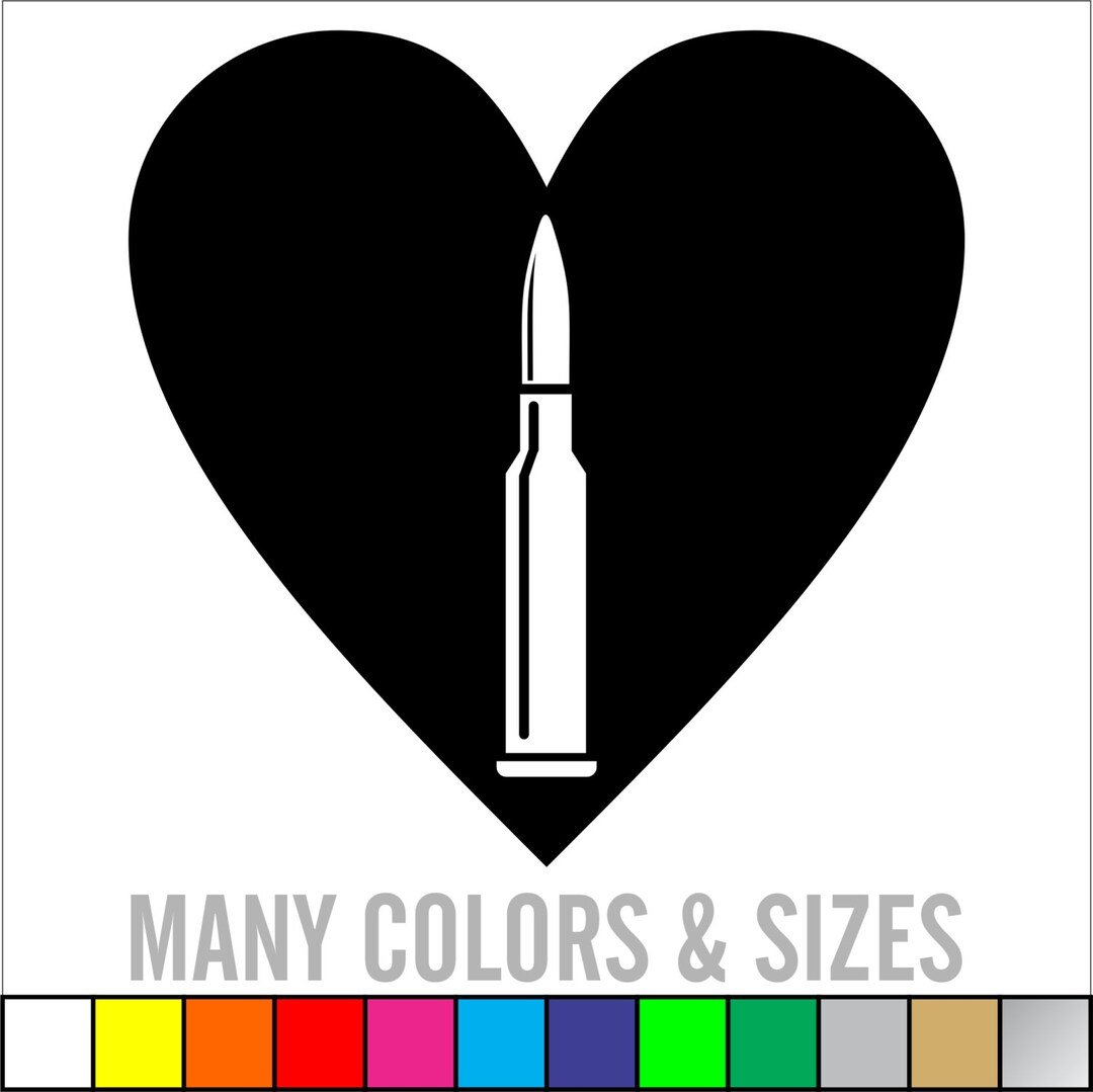 Heart Bullet Vinyl Die Cut Decal Sticker / Choose Size and Color - Etsy