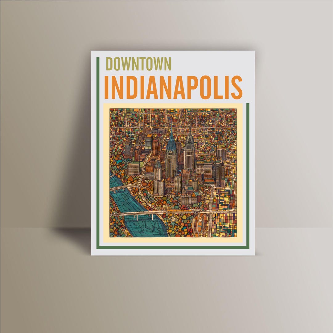 INDIANAPOLIS Downtown Map Art Print, Travel Art Print, Travel Gift ...