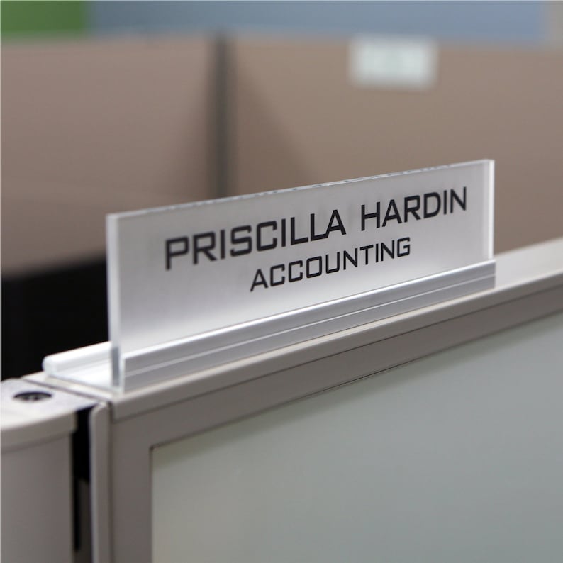 Modern Personalized Office Cubicle Name Plate & Sign - Frosted ...