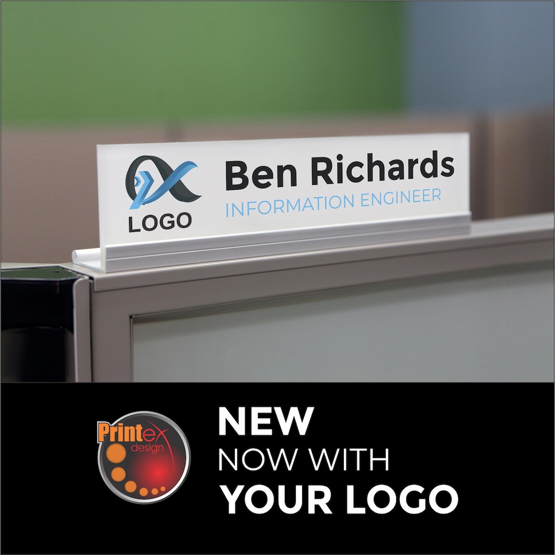 Custom Cubicle Name Plate & Desk Sign – Personalized Office Logo and ...