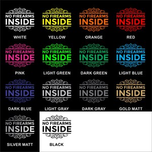 No Firearms Inside Decal Sticker - Business Sign - Door Store Window ...