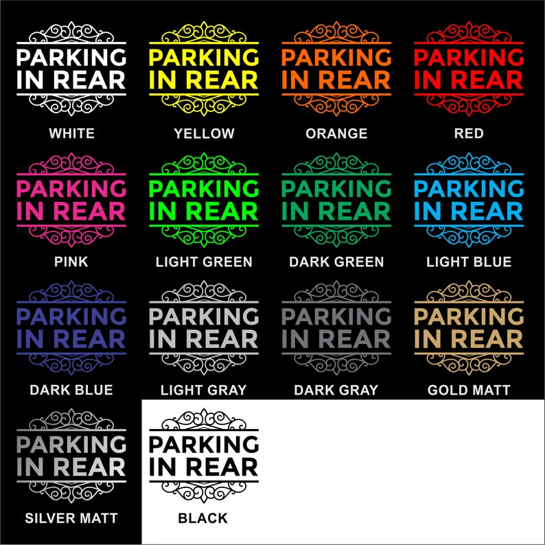 Parking in Rear Vinyl Decal Sticker Business Sign Door | Etsy