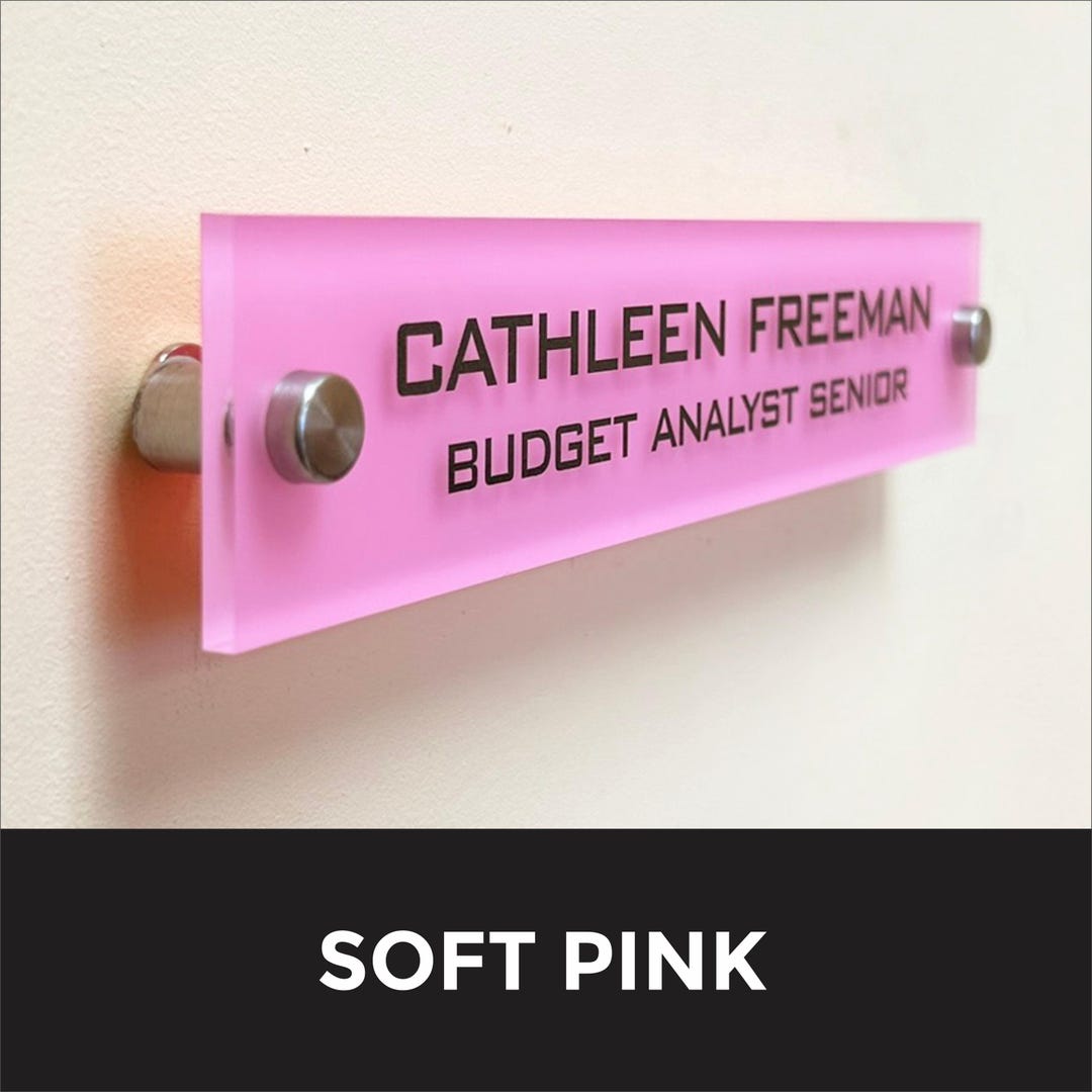 Personalized Office Name Plate Sign – Soft Pink Frosted Acrylic ...
