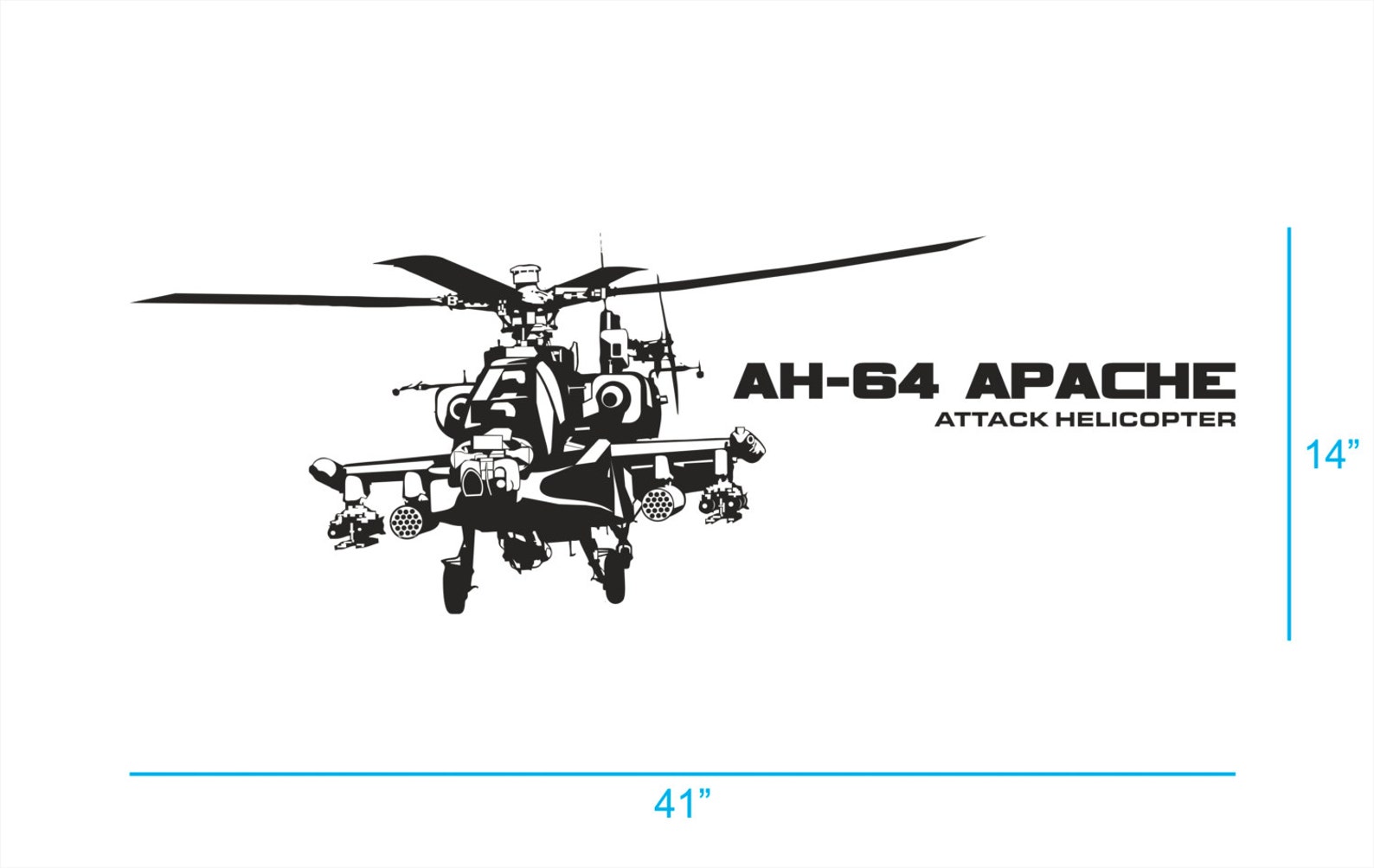 Ah-64 Apache Attack Helicopter Wall Decal Us Military Army | Etsy