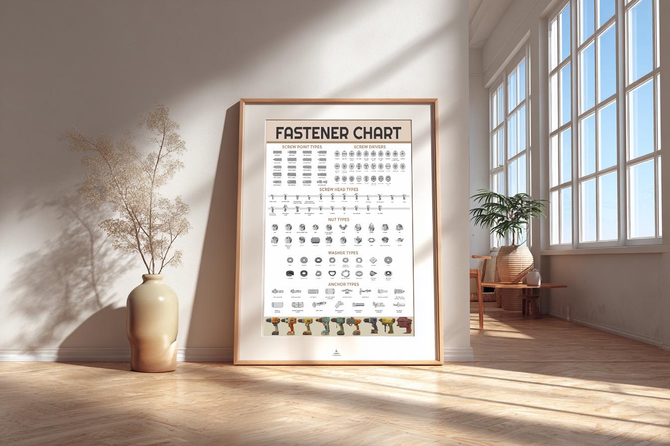 FASTENER CHART – Printable Poster | Screw Types, Nut Types, Washer ...