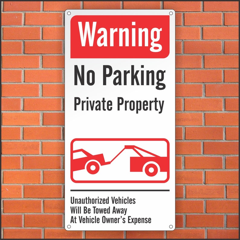 Warning No Parking Private Property Sign Authorized Vehicles - Etsy