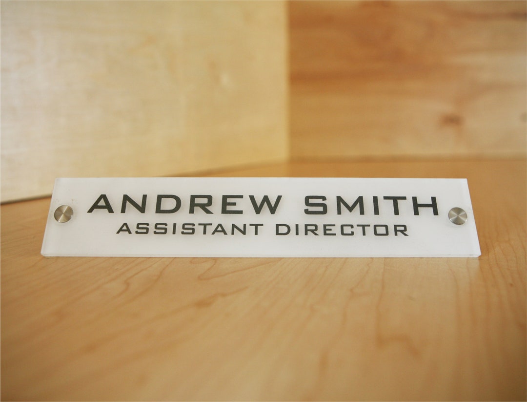 Personalized Office DESK SIGN Name Plate. Modern Stainless Steel Legs ...