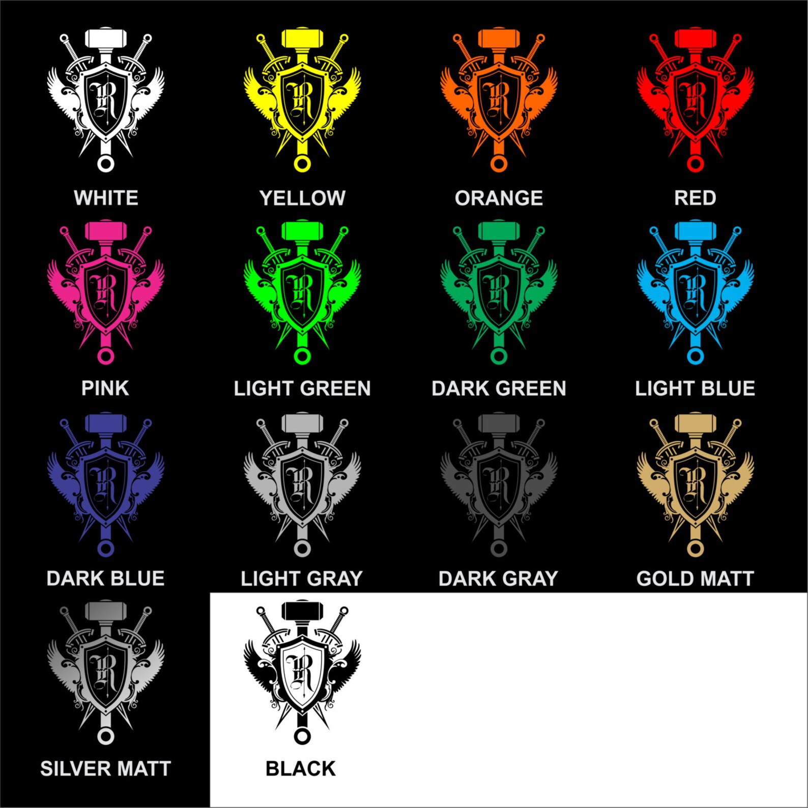 Custom Initial Crest Shield Wall Decal Last Name Initial | Etsy