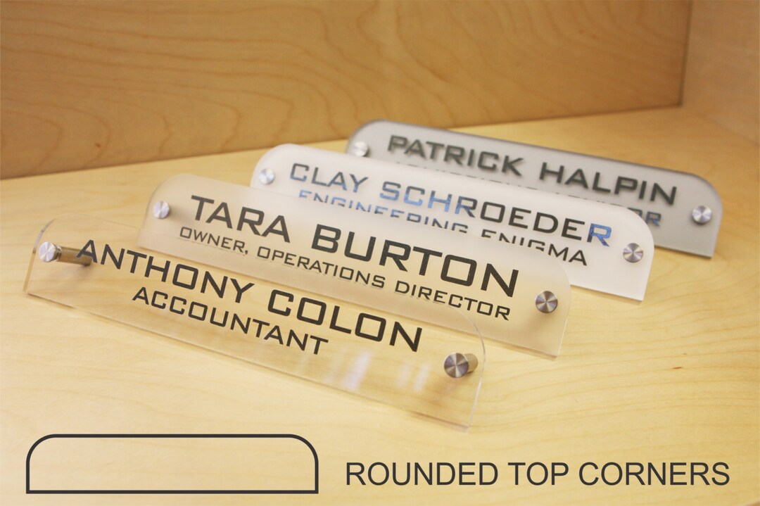 Personalized Office DESK SIGN Name Plate. Modern Stainless Steel Legs ...
