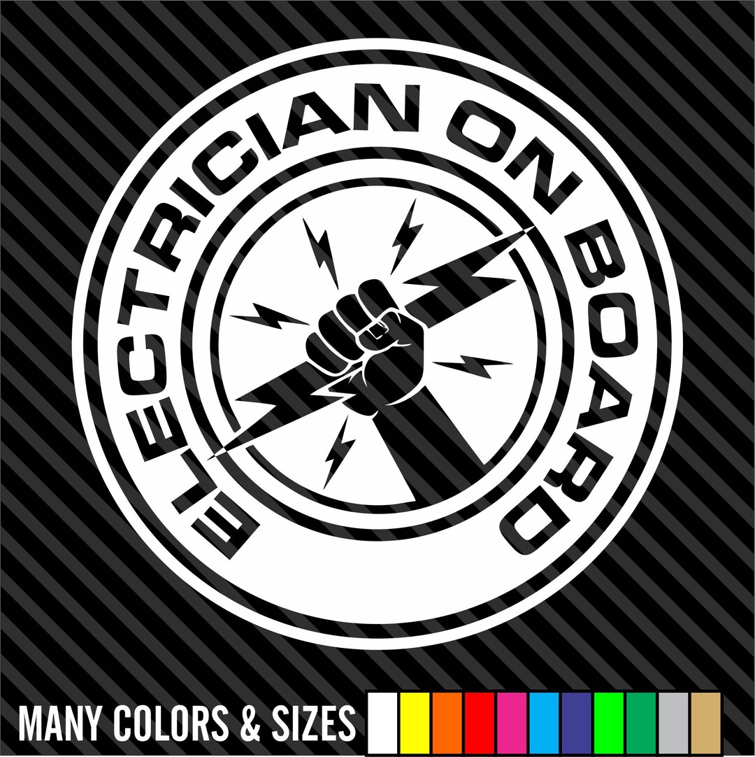 Electrician on Board Decal Worker Helmet Hard Hat Car Bumper Vinyl ...