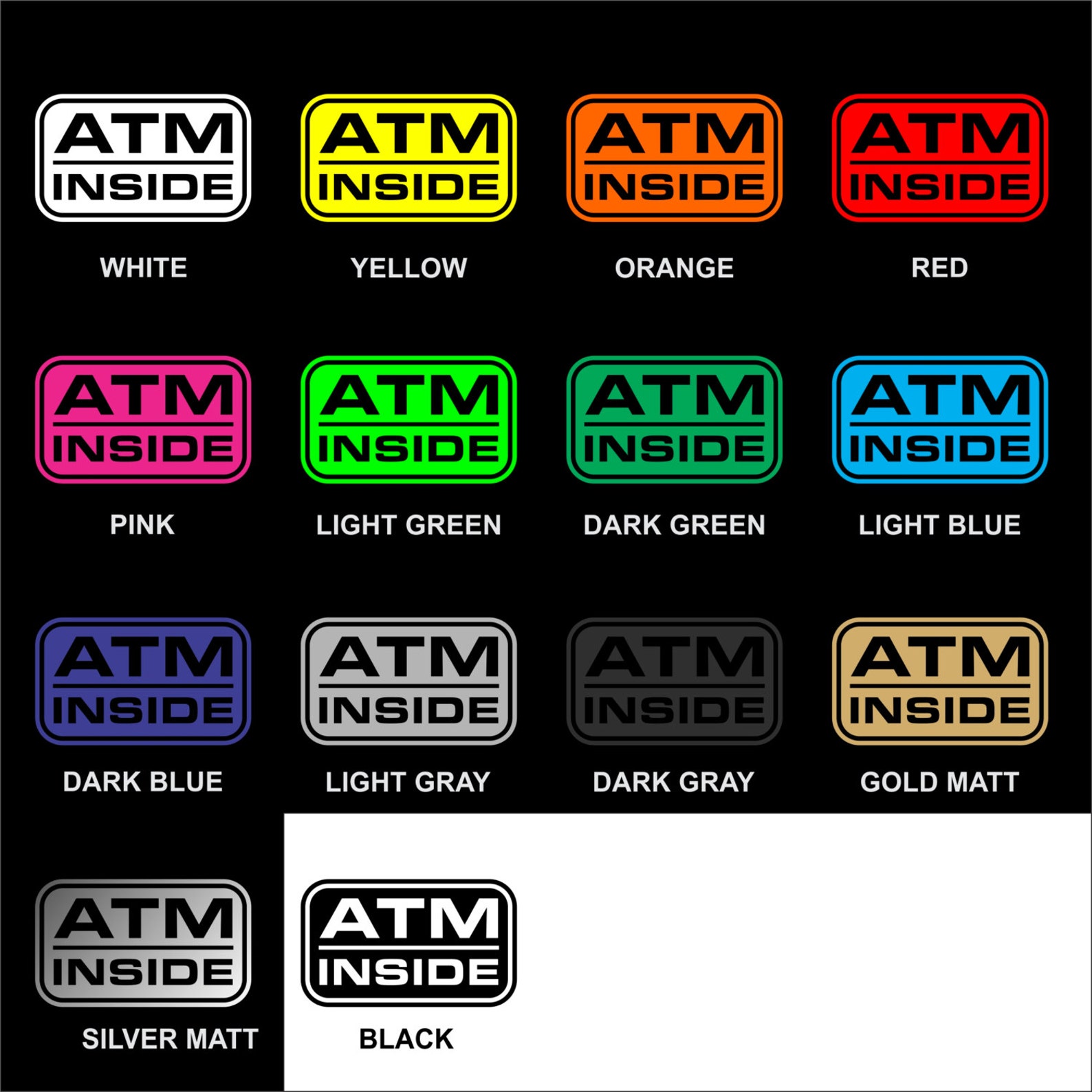 ATM INSIDE Decal Sticker Store Front Window / Choose Size and - Etsy UK