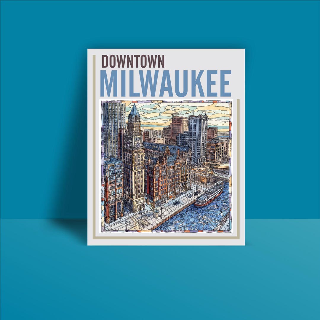 MILWAUKEE Downtown Map Art Print, Travel Art Print, Travel Gift, Travel Poster, City Poster ...