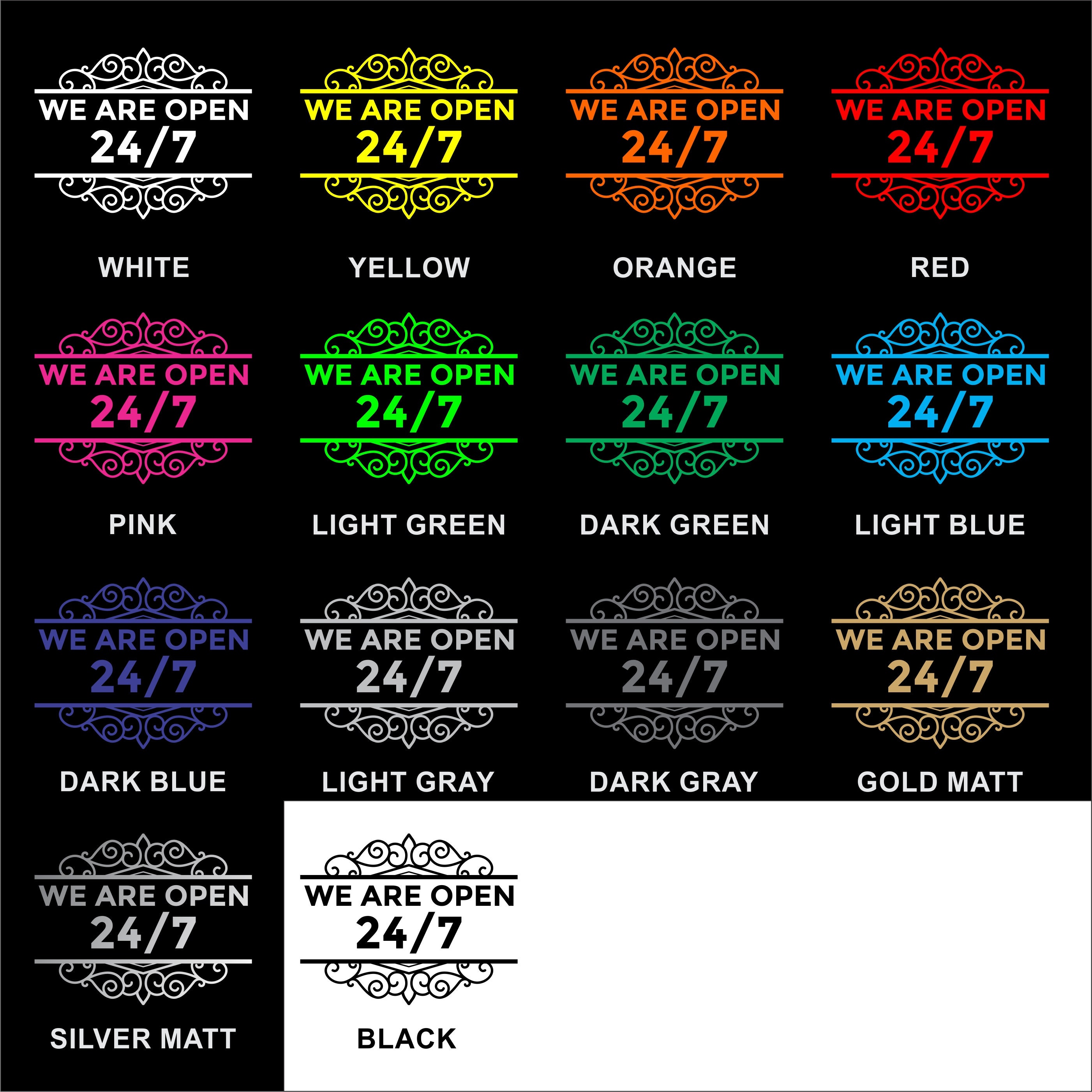 We Are Open 24/7 Decal Sticker Business Sign Door Store | Etsy