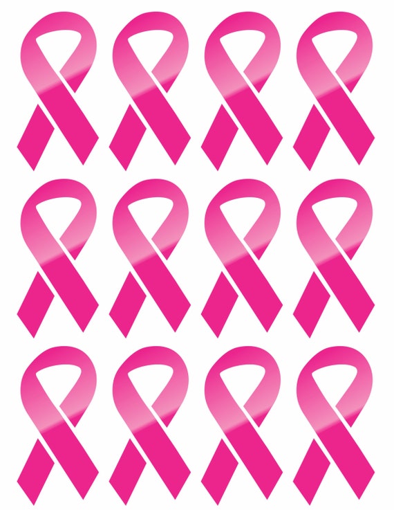 Pink Ribbon Vinyl Decals / Stickers / Bulk Labels Breast | Etsy