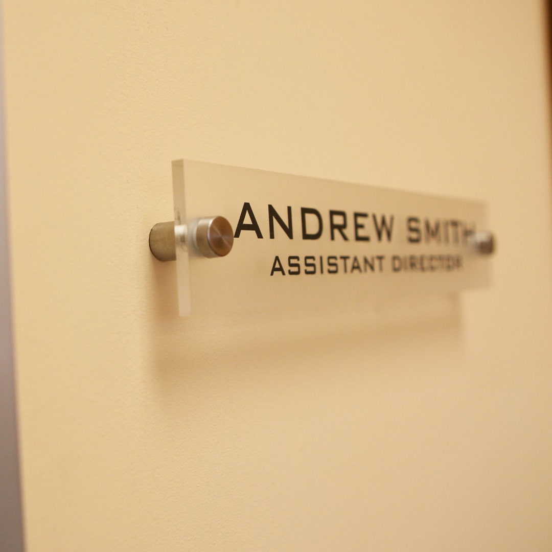 Personalized Office WALL SIGN Name Plate. Modern Stainless Steel Legs ...