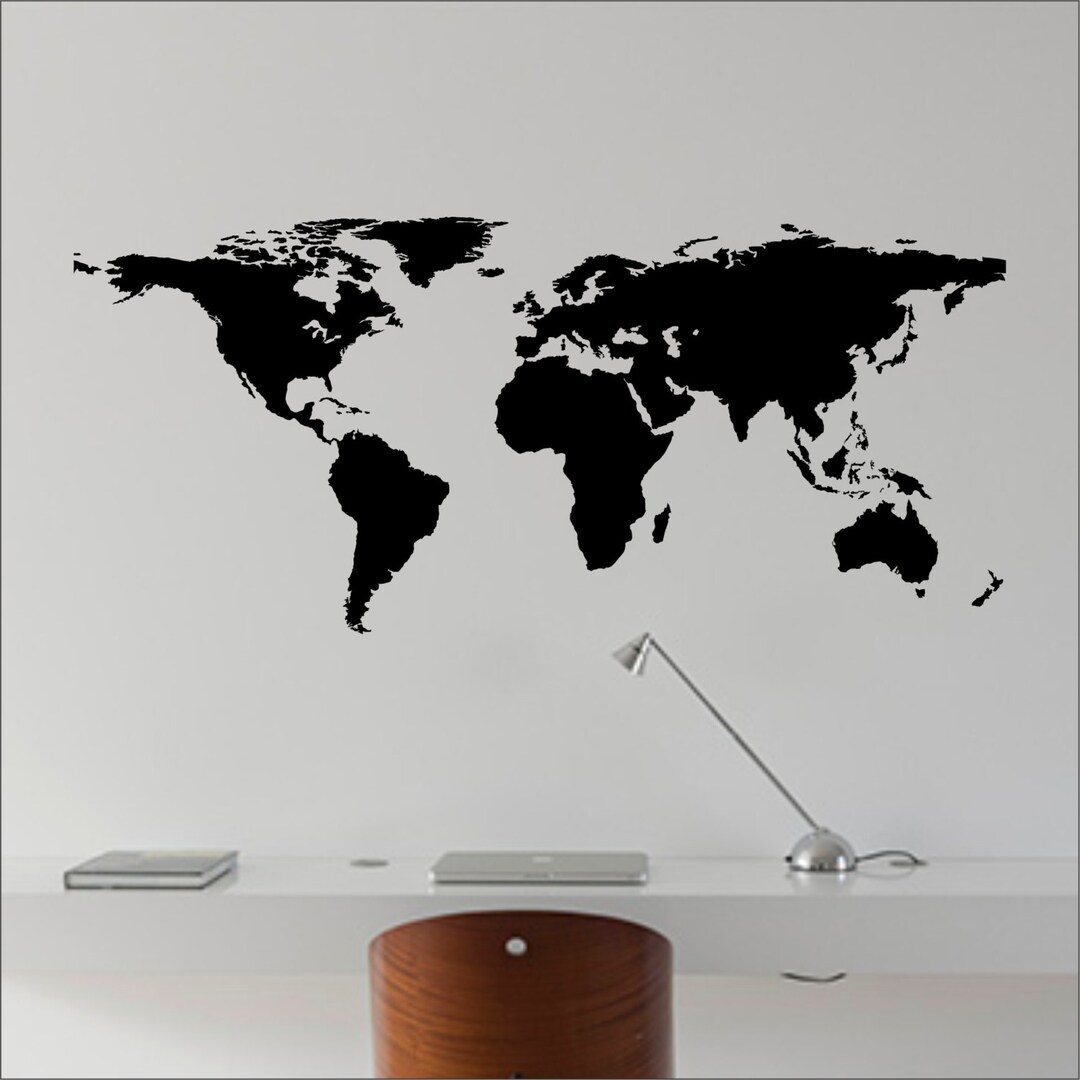 Wall Decal World Map Wall Vinyl Decal Sticker Office or Home Office ...