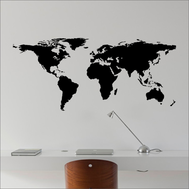 World Map Wall Vinyl - Etsy