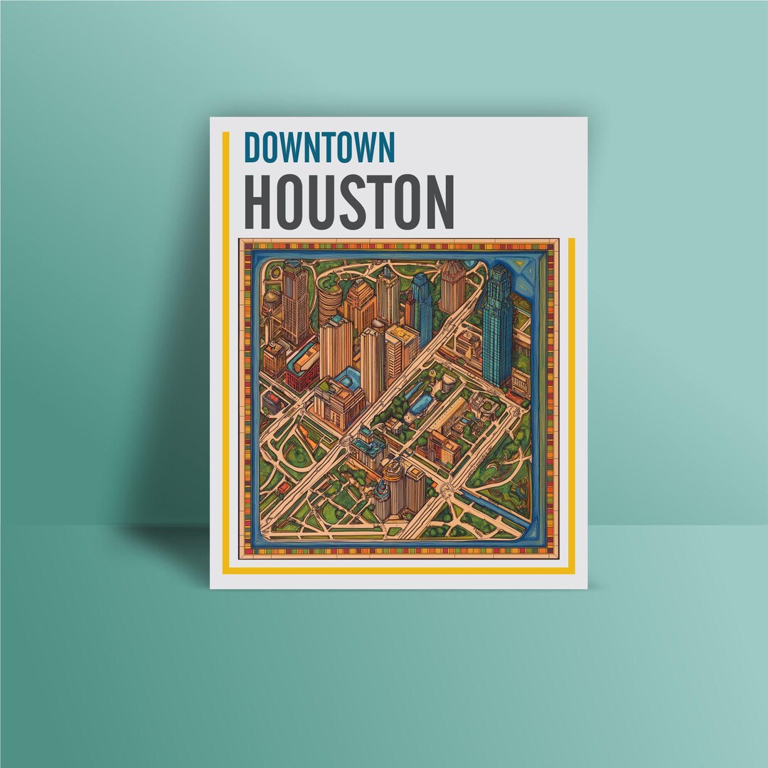 HOUSTON Downtown Map Art Print, Travel Art Print, Travel Gift, Travel ...