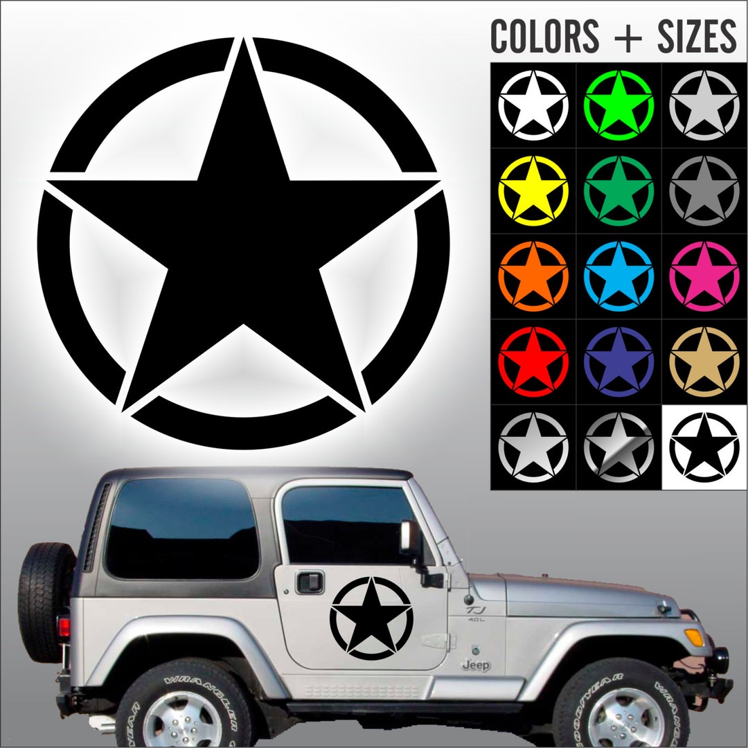 Army Star USMC Military Willys Car Decal / Laptop Sticker Sizes and ...