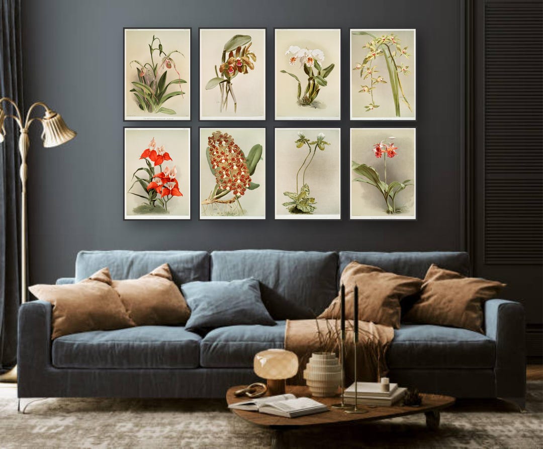 Botanical Flower Prints - Set of 8 - Vintage Prints, Kitchen Wall Décor ...