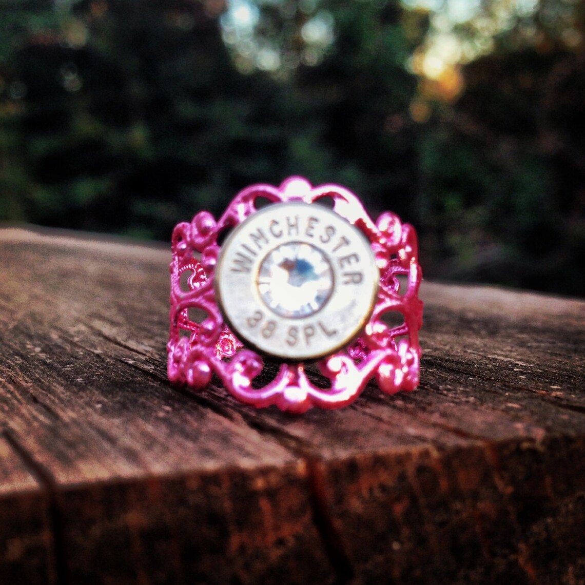 Pistol Shell Filigree Rings pink Shimmer | Etsy