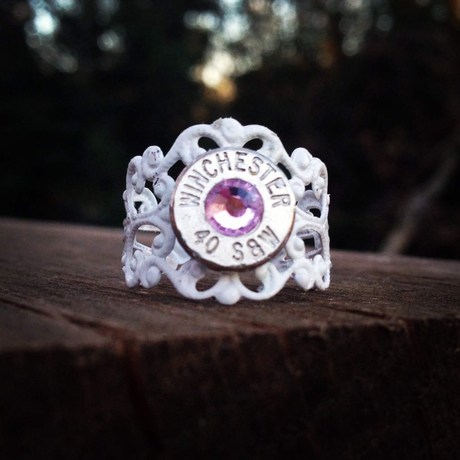 Pistol Shell Filigree Rings pink Shimmer | Etsy