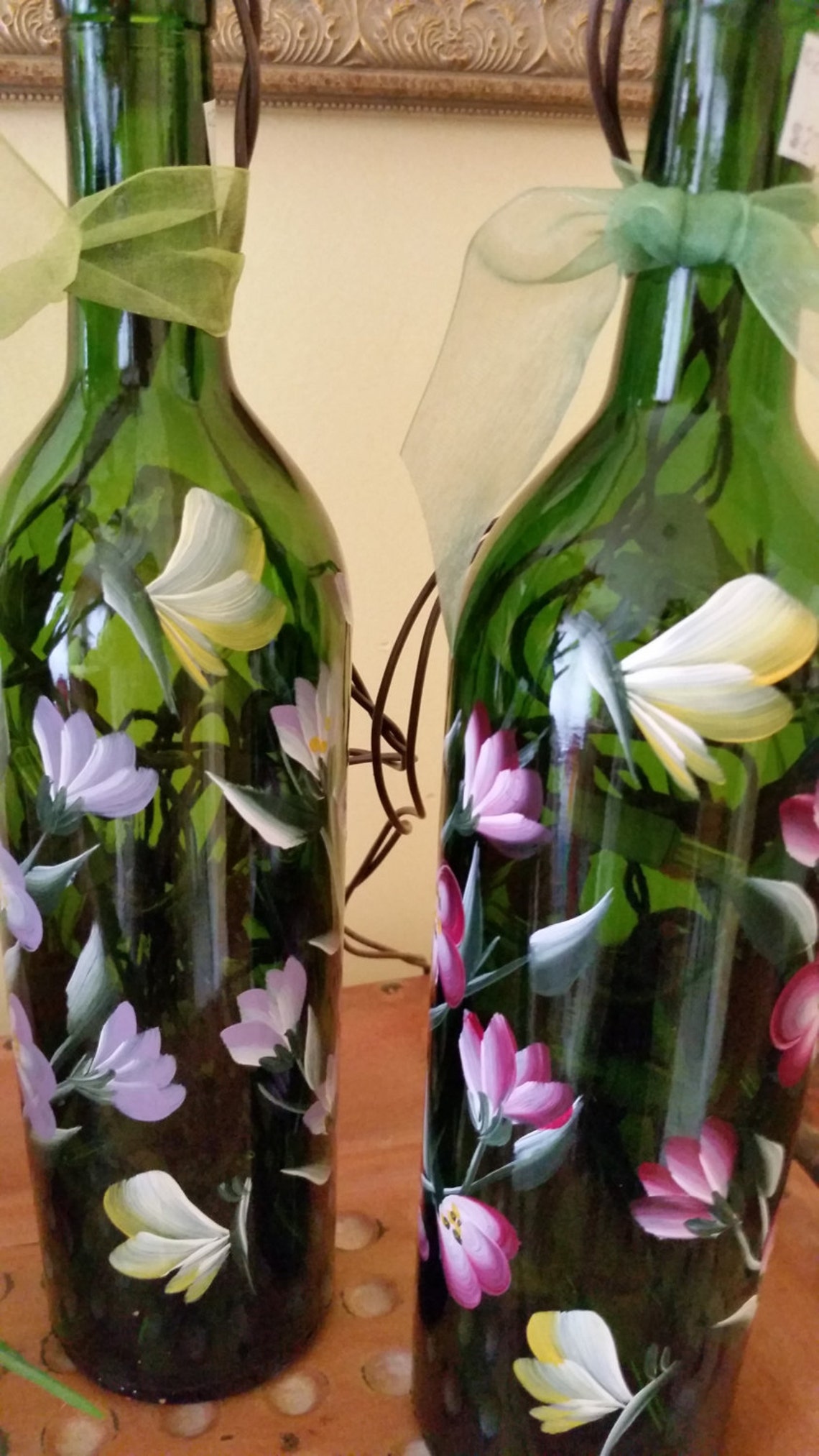 Spring Blossoms Lighted Wine Bottles - Etsy