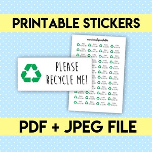 PRINTABLE Please Recycle Me Rectangle Stickers Green Recycle Me ...