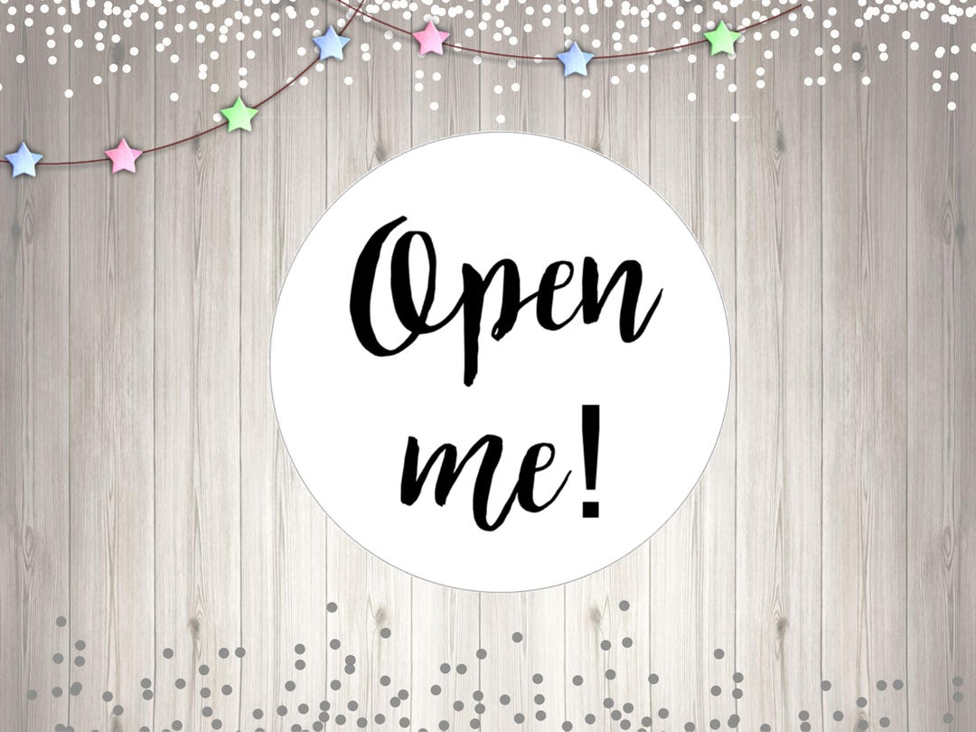 30 Open Me Stickers Packaging Labels Script Wedding Favor Confetti ...
