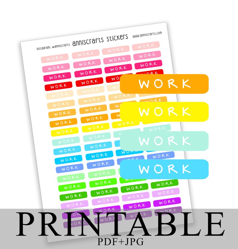 PRINTABLE Work Planner Stickers Rota Schedule Rainbow Colorful - Etsy
