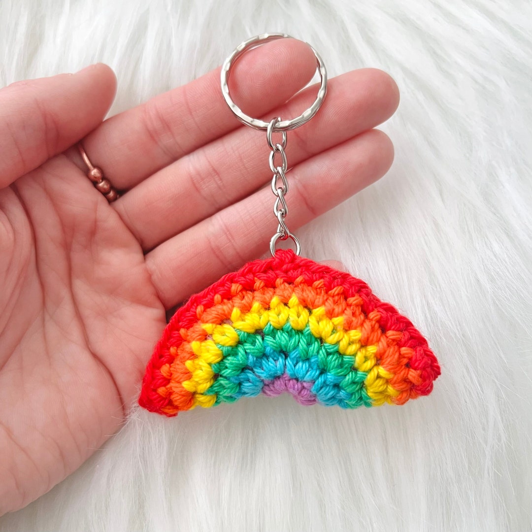 Handmade Crochet Rainbow Keychain - Cute and Colorful Boho Accessory ...
