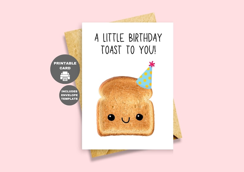 Printable A Little Birthday Toast to You Card Funny Birthday Card ...