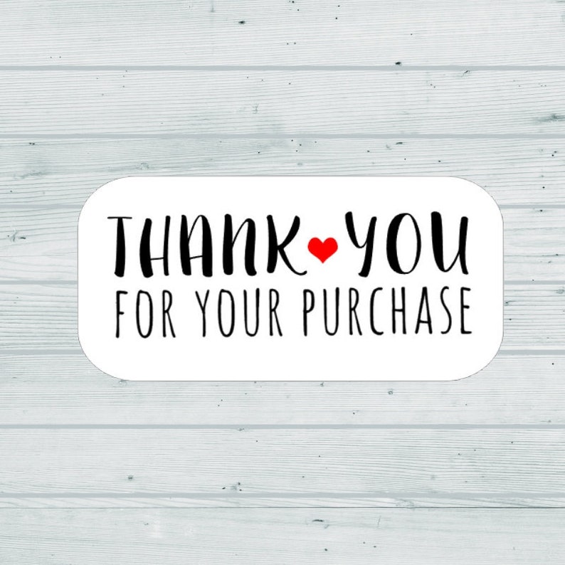 Rectangle Thank You for Your Purchase Stickers Heart Packaging - Etsy