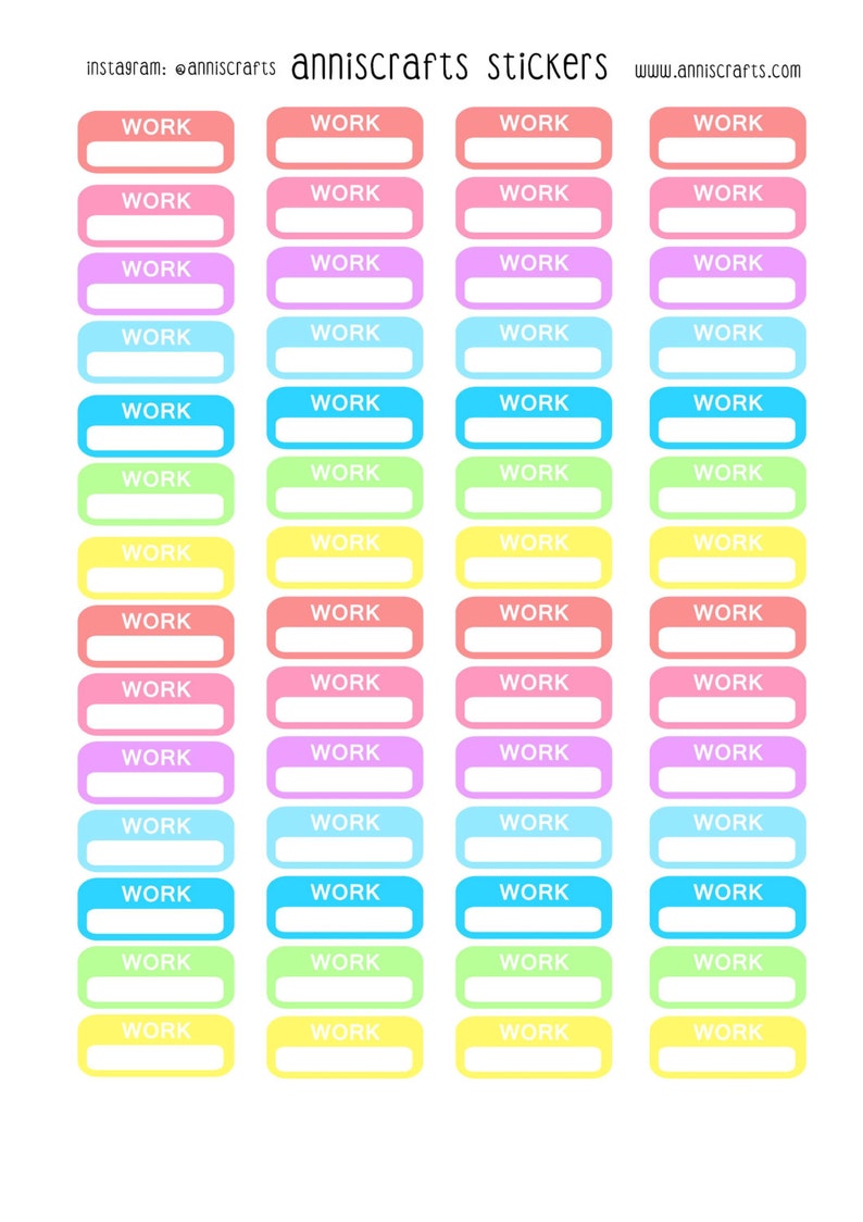 50% OFF. PRINTABLE Work Planner Stickers Schedule Rota - Etsy