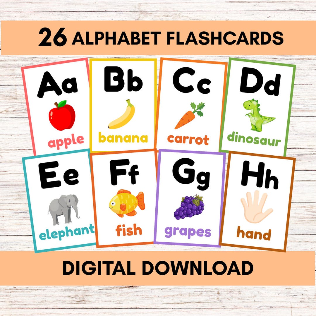 Digital A-Z Alphabet Flash Cards, ABC Cards, Preschool Educational ...