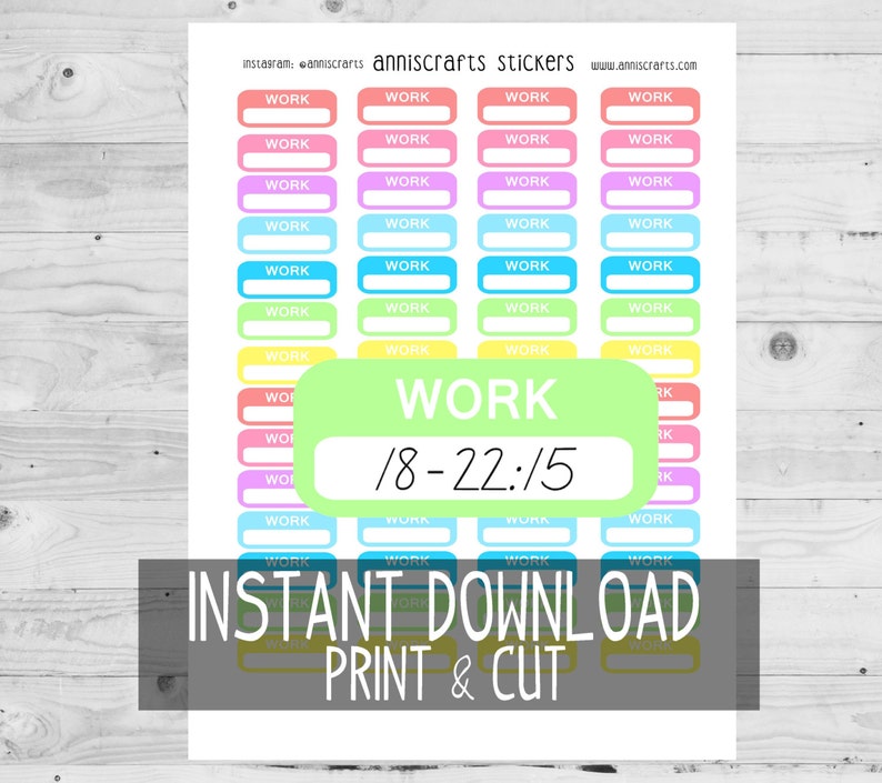 50% OFF. PRINTABLE Work Planner Stickers Schedule Rota - Etsy