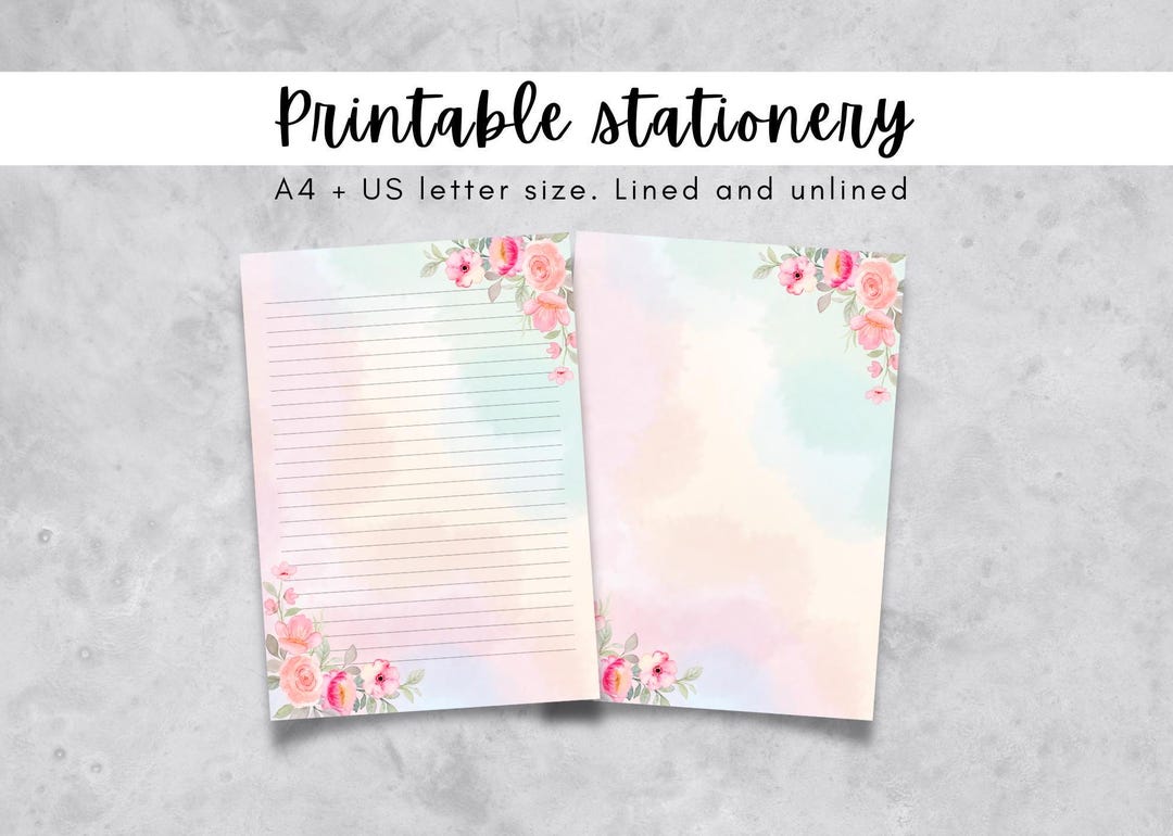Printable Letter Writing Paper Floral Notepad Floral Stationary Digital ...