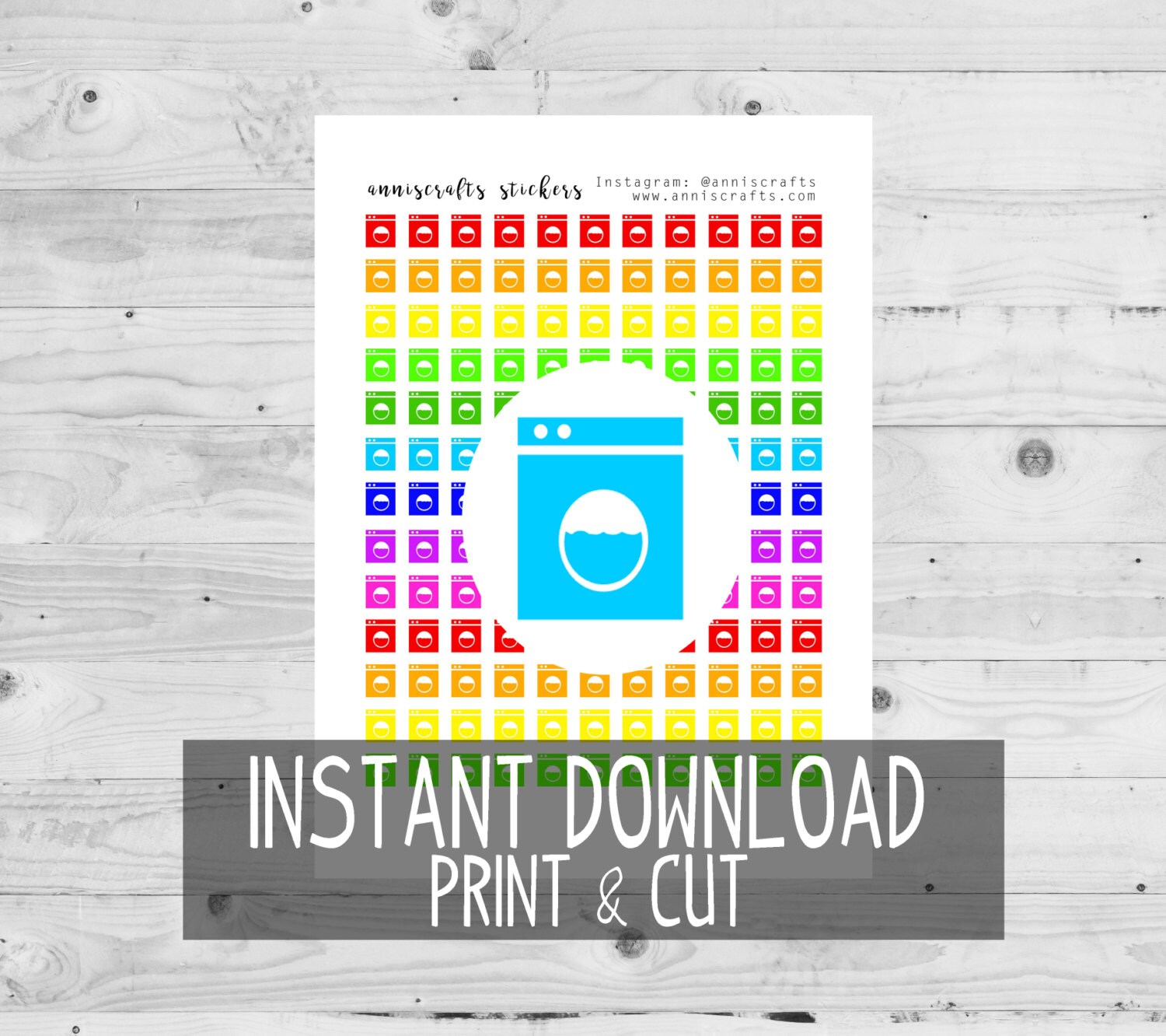 PRINTABLE Rainbow Washing Machine Laundry Planner Stickers | Etsy