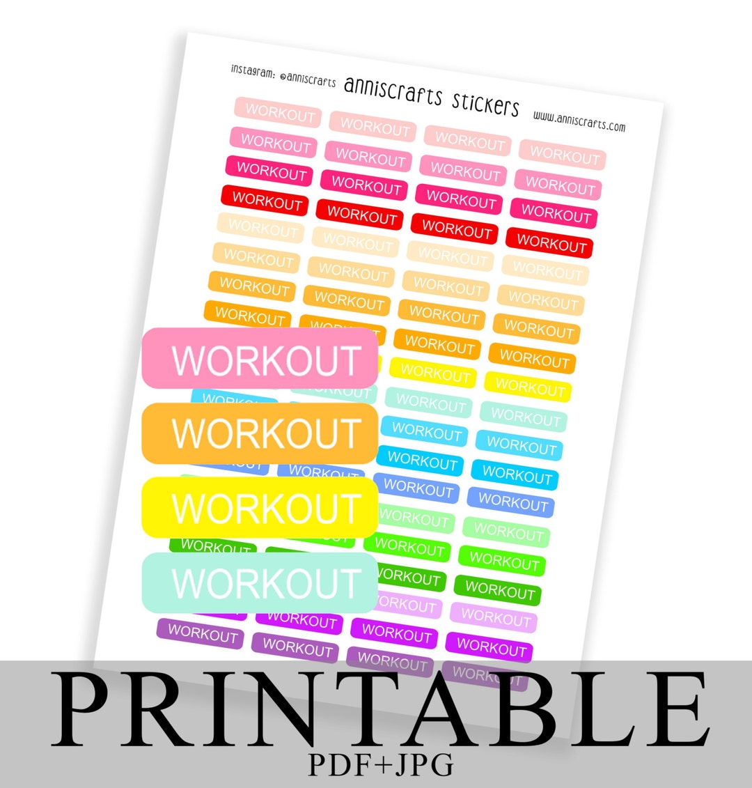 PRINTABLE Workout Planner Stickers Gym Work Out Happy Planner Stickers ...