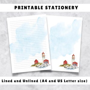 PRINTABLE Stationery, Printable Writing Paper, Lighthouse Digital Paper ...
