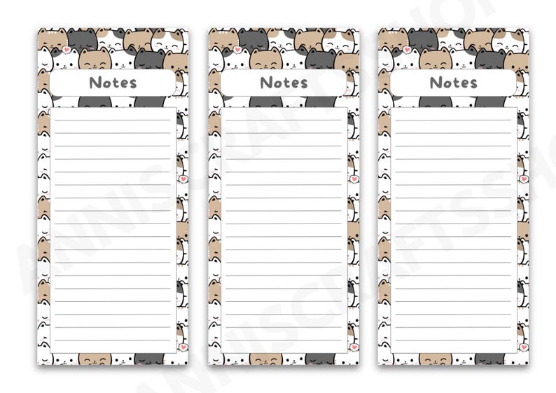 Printable Cat Notepad Cat Stationery Cats Theme Printable Notepad Note ...