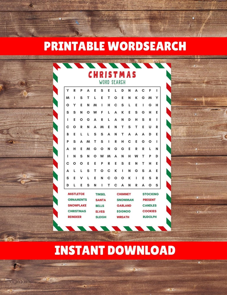 Printable Christmas Wordsearch Fun for Family Christmas Activity Kids ...