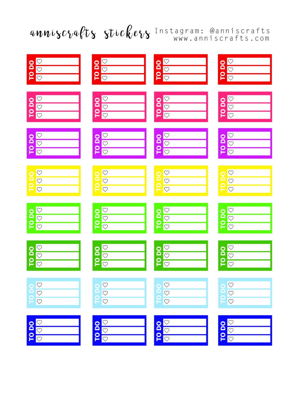 PRINTABLE to Do Stickers Planner Stickers Happy Planner Checklist Heart ...