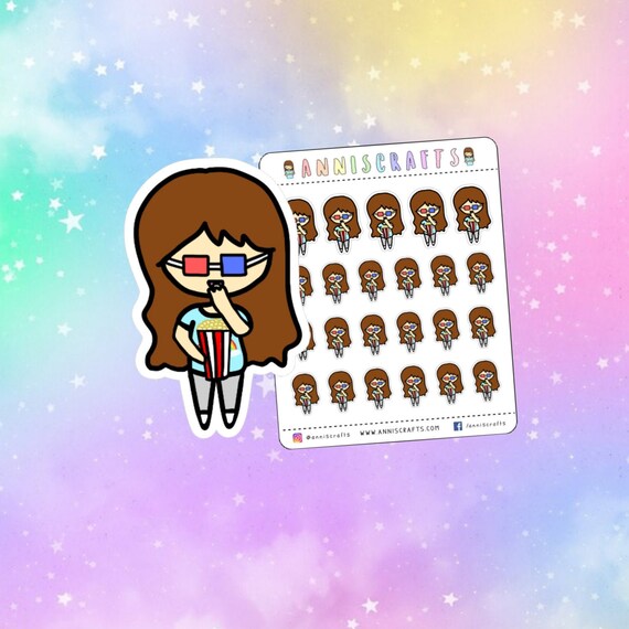 Annika Chibi Cinema TV Movie Night Planner Stickers Film - Etsy