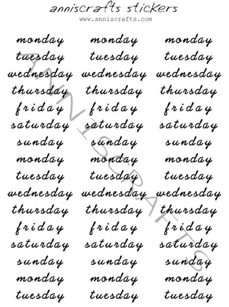 PRINTABLE Weekdays Weekend Planner Stickers Download Instant - Etsy