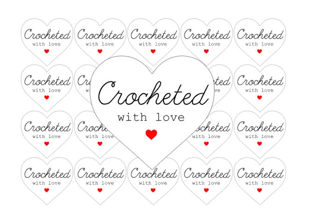 35 Crocheted With Love Heart Shaped Stickers Labels Packaging Cute ...