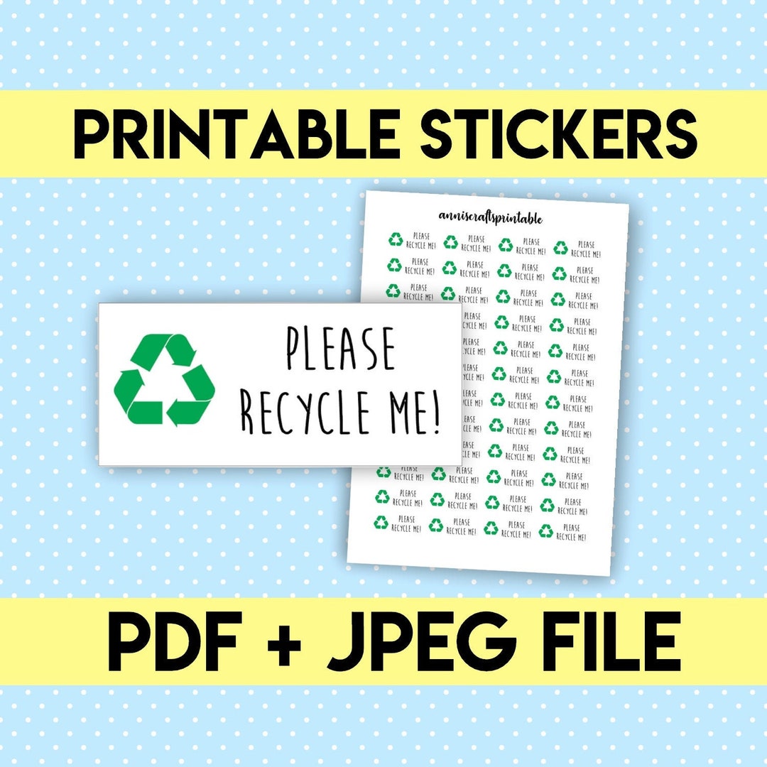 PRINTABLE Please Recycle Me Rectangle Stickers Green Recycle Me ...